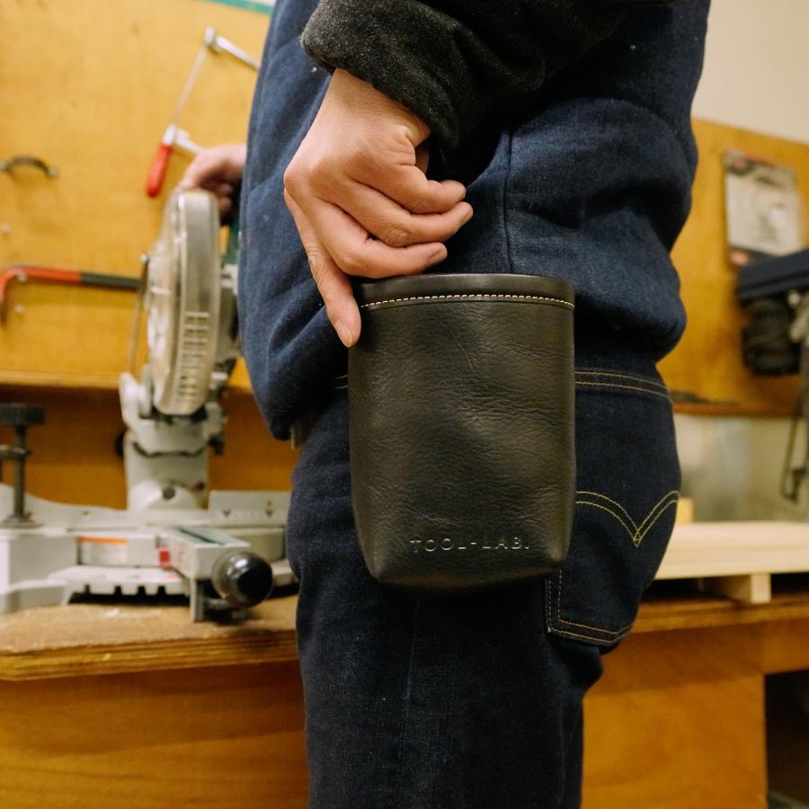 セール中 TOOL-LAB. レザー ワーク ポケット "DOPE ドープ " 小物入れ 栃木レザー ヌメ革 BLACK CAMEL 日本製 ...
