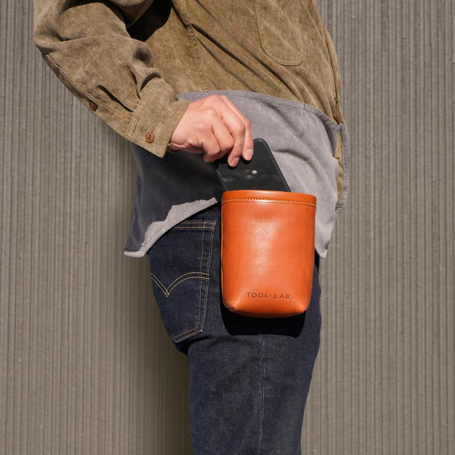 セール中 TOOL-LAB. レザー ワーク ポケット "DOPE ドープ " 小物入れ 栃木レザー ヌメ革 BLACK CAMEL 日本製 ...