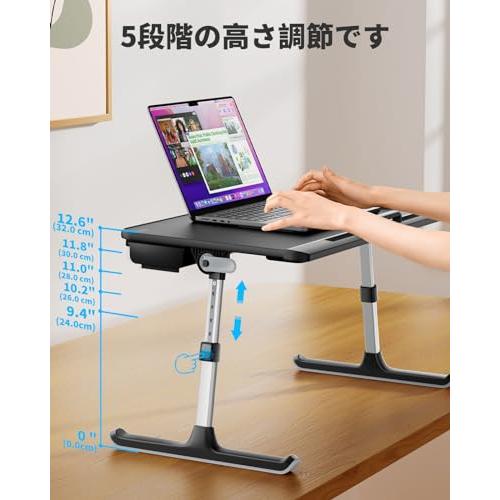 SAIJI ベッドテーブル ベッド デスク ラップデスク 折りたたみテーブル ミニテーブル「安定性強化版」ローテーブル ベッド机 ノートPCパソコンテーブル ちゃぶ台 : 4Speed ...