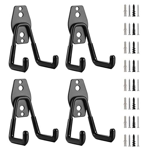 Namioka 壁掛けフック l字 グランドフック ガレージフック 倉庫 金具 ツール 物置 工具 収納 コンクリート 石膏ボード 鉄板吊り 波板取付 黒の4ピーススーツ (L ...