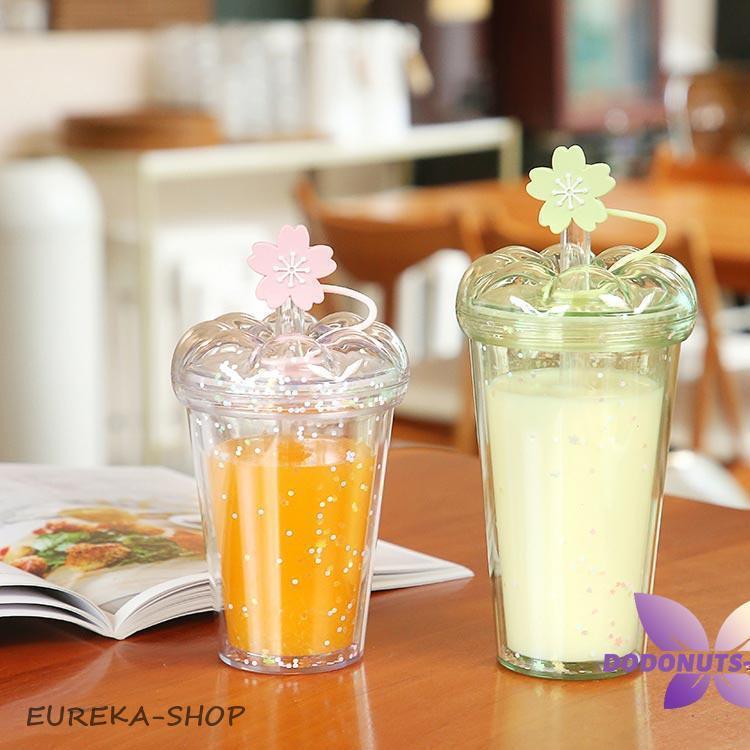 おしゃれ ストロー付き 大人 ストロー 保冷 タンブラー 二重構造 透明 軽量 スポーツ 漏れ防止 蓋付き 320/420/520ml ウォーターボト : EUREKAショップ - 通販 ...