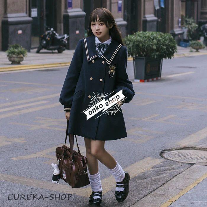 冬 秋冬冬服 韓国ファッション  通学 ロリータ シンプル スクールコート  ウールコート 春 秋 オリジナル 保温 コート ゆったり セーラー服 暖かい 中学生 レディース 高校生 大きいサイズ 可愛い 厚手 おしゃれ カジュアル コート 学生 女子 アウター ウール コート レディース ロリータ アウター 春 秋 冬 スクールコート高校生