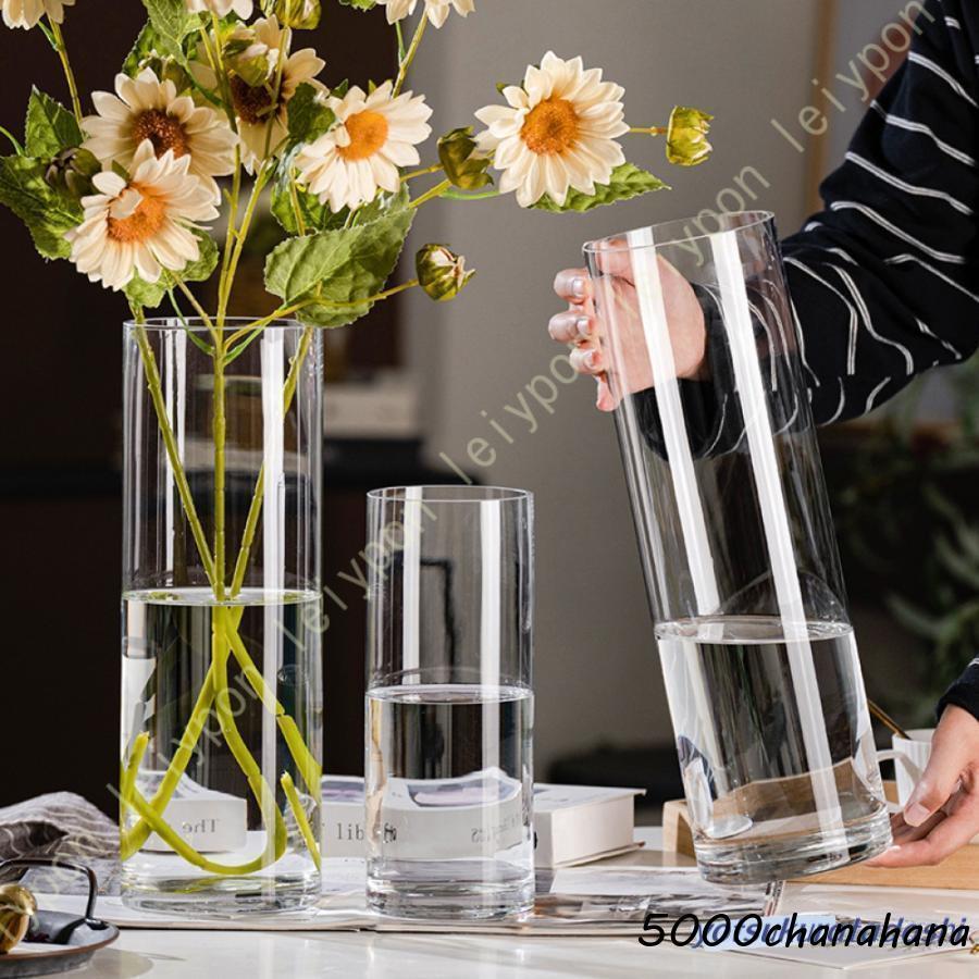 花瓶 ガラス 広口 透明 大きい フラワーベース かびん 花器 一輪挿し 生花 ドライフラワー 造花 フラワー シンプル 西海岸 欧モダン インテリア飾り : HAMIYAショップ - 通販 ...