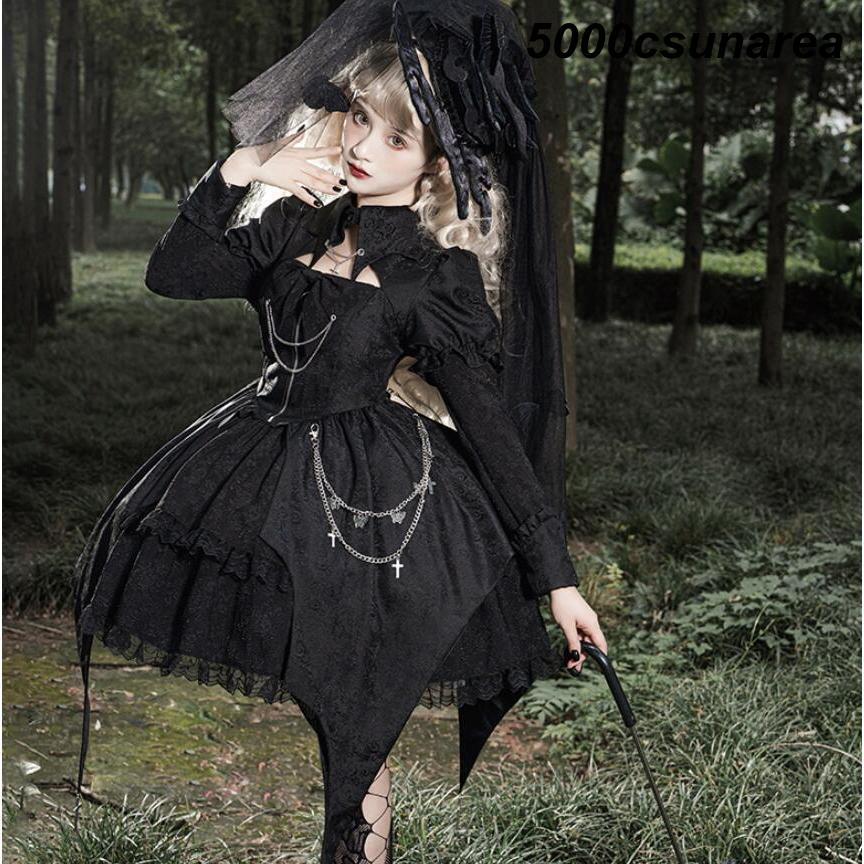 ワンピース ロリータ ハロウィン ステンドグラス風 ミモレ丈