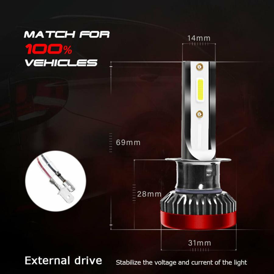 日産 ヘッドライトバルブ スカイライン R34 ER34 LED ロービーム H10.5〜H14.8 H1 6000K 20000LM RB25DE RB25DET SPEVERT ...