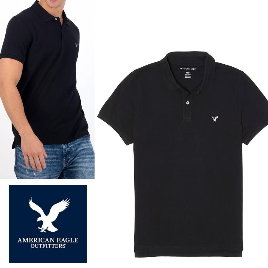 American Eagle AE アメリカンイーグル 半袖 鹿の子 ポロシャツ ブラック ae3535 : 5445 Yahoo!店 - 通販 - Yahoo!ショッピング