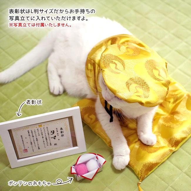ゴロにゃんオリジナル 猫服 豪華長寿服セット 鶴文柄黄金 (30348 ゴロにゃんオリジナル 猫服 豪華長寿服セット 鶴文柄黄金 (30348