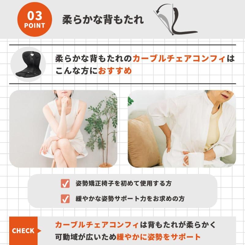 Curble Chair Comfy カーブルチェア コンフィ 【選べる4色：Black／Blue／Gray／Red】 姿勢サポートチェア ...