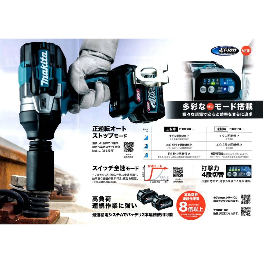 充電式インパクトレンチ TW001GZ マキタ（makita） 40V 2.5Ah 19mm ＜本体のみ＞ : tw001gz : ファイブ ...