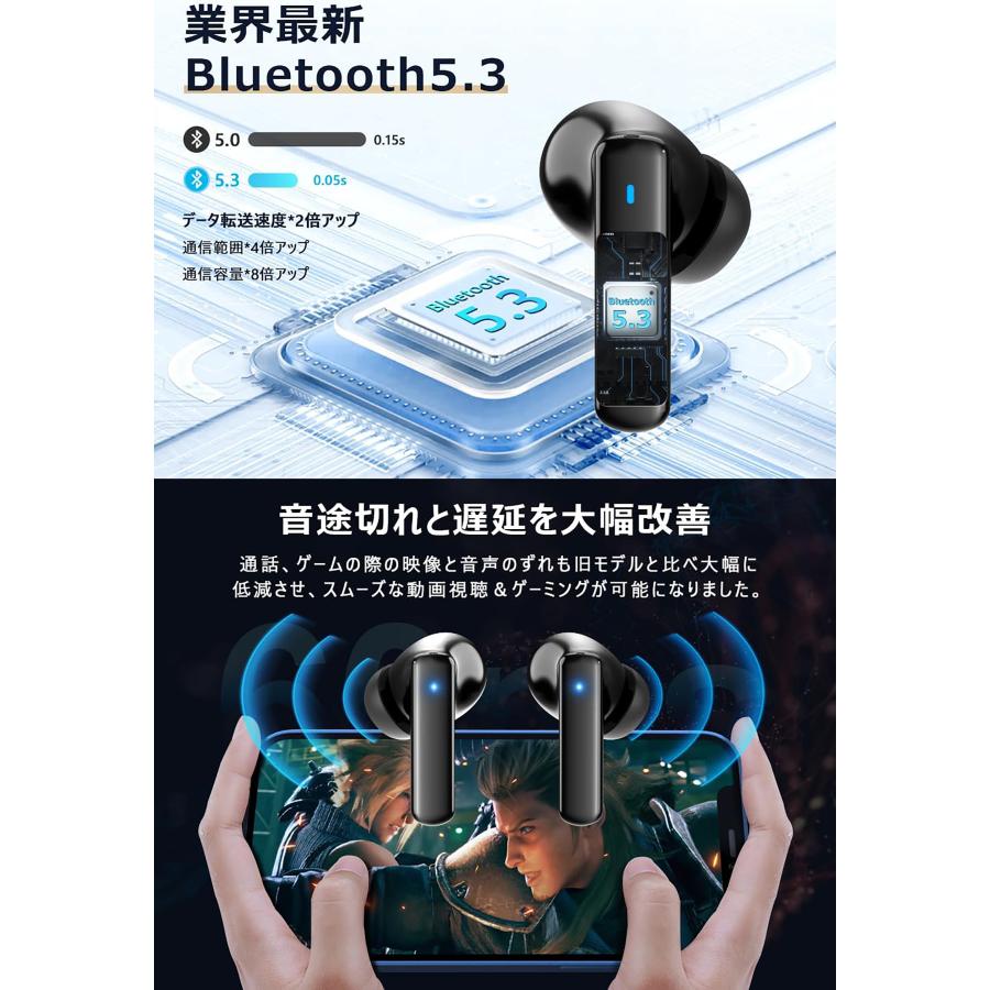 ワイヤレスイヤホン bluetoothイヤホンBluetooth5.3 蓋を開け ワイヤレスイヤホン bluetoothイヤホンBluetooth5.3 蓋を開け