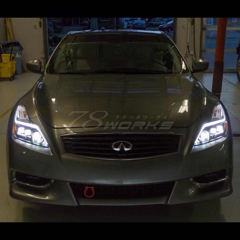36 V36 G37 スカイラインクーペ US 人気モデル 流れるウインカー ファイバー LED ヘッドライト ブラック : 78WORKS公式ストア - 通販 - Yahoo!ショッピング