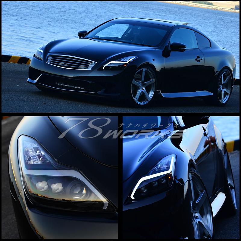 36 V36 G37 スカイラインクーペ US 人気モデル 流れるウインカー ファイバー LED ヘッドライト ブラック :L193BK:78WORKS公式ストア - 通販 - Yahoo ...