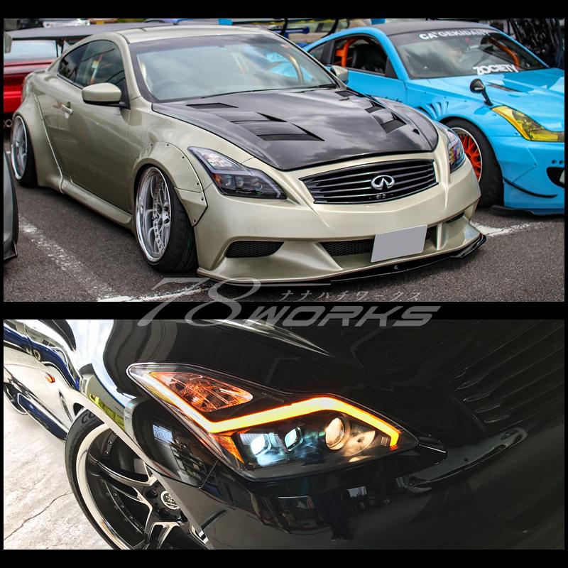 36 V36 G37 スカイラインクーペ US 人気モデル 流れるウインカー ファイバー LED ヘッドライト ブラック :L193BK:78WORKS公式ストア - 通販 - Yahoo ...