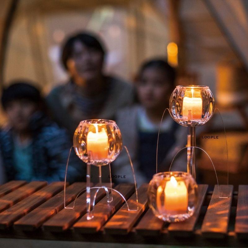 LOOPLE ループル キャンドルグラス グローブ ガラス製のキャンドルホルダー あかりを灯すと丸い球体から伸びやかで美しい放射状の光が放たれ炎のゆらめき : 7dialsヤフー店 - 通販 ...