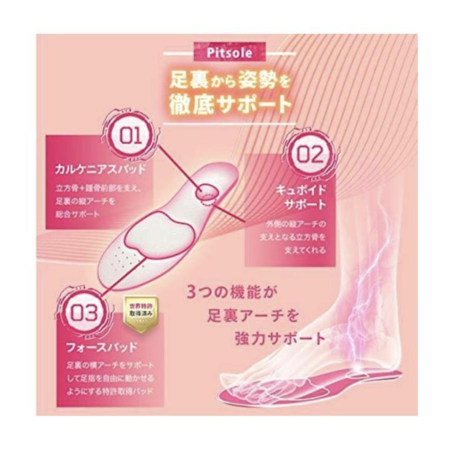 当日発送 Pitsole ピットソール 中敷き 美脚 姿勢サポート 美姿勢インソール 男女兼用 立ち仕事 負担軽減 アーチサポート サイズ調整 インソール ブラック 黒 S ...