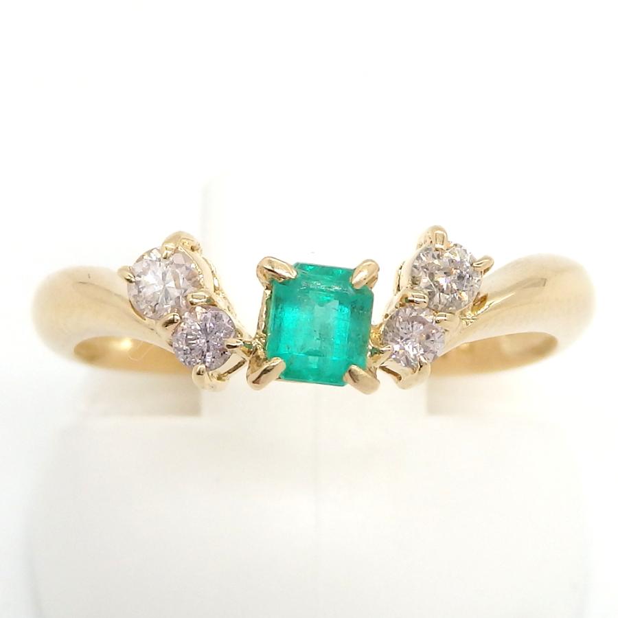 K18 ゴールド K18YG イエローゴールド エメラルド 0.19ct ダイヤモンド 0.17ct 指輪 中古 美品 新品仕上済 レディース リング 質屋 : 質タカラYahoo!ショップ ...