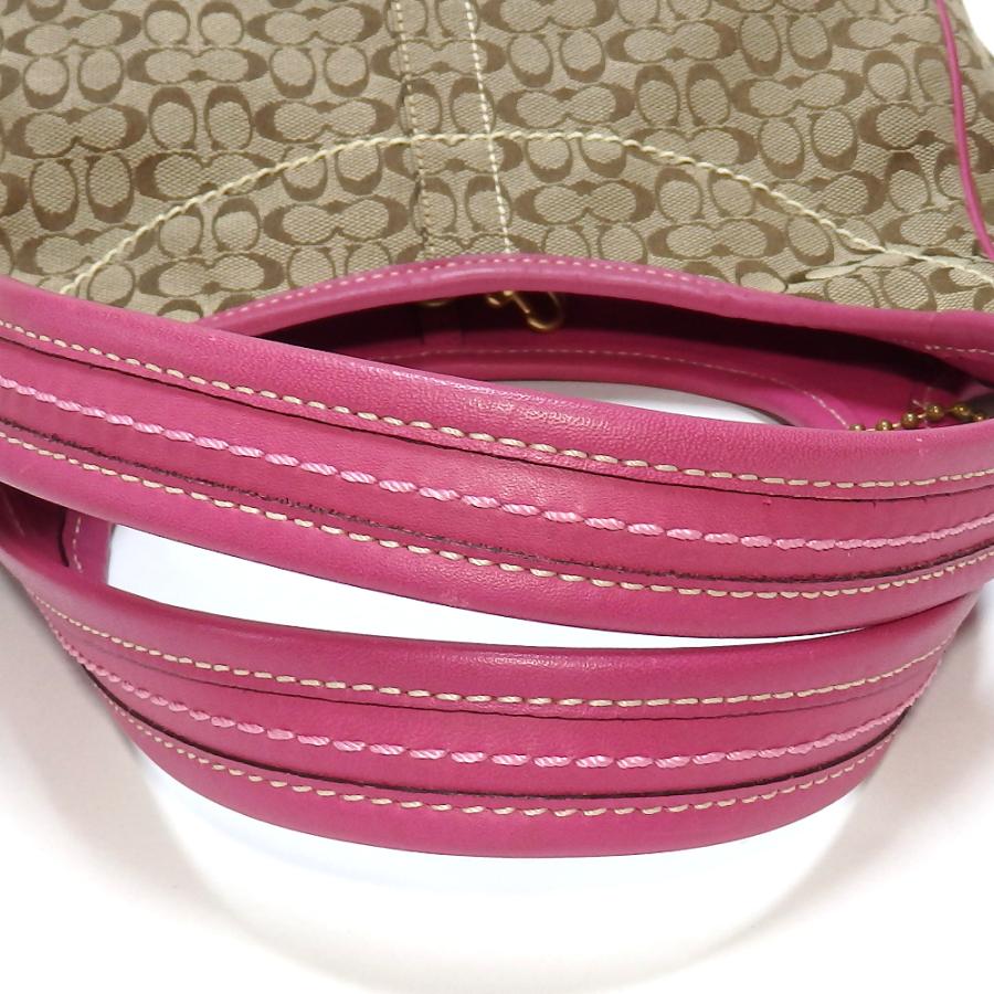 COACH 【 】コーチ トートバッグ 10774 キャンバス レザー シグネチャー カーキ ピンク 中古 バッグ 質屋 : 質タカラ ...