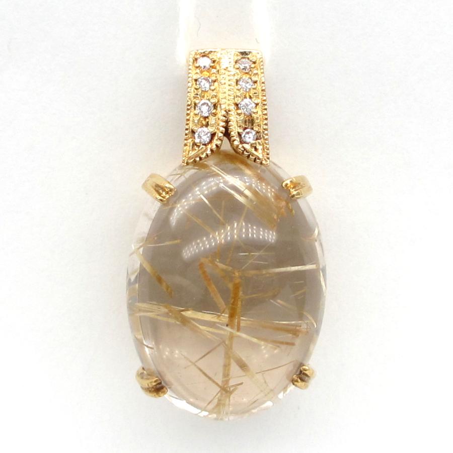 K18 ゴールド イエローゴールド ルチルクオーツ 14.78ct 針入り水晶 ダイヤモンド 0.14ct ペンダントトップ クオーツ 中古 美品 トップのみ 質屋 : 質タカラYahoo ...