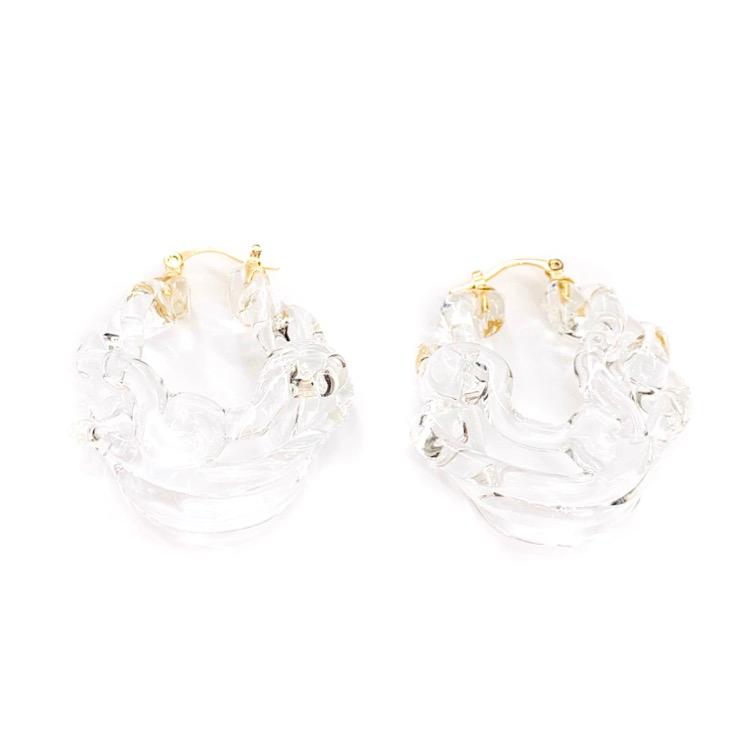 未使用 22AW Mame Kurogouchi マメクロゴウチ Glass Round Earrings ガラスラウンドピアス クリア 1 ...