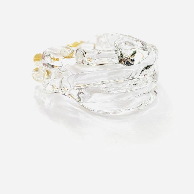 未使用 22AW Mame Kurogouchi マメクロゴウチ Glass Round Earrings ガラスラウンドピアス クリア 1 ...