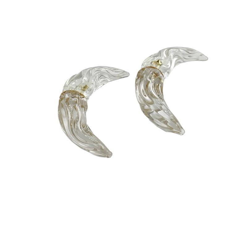 Mame Kurogouchi マメクロゴウチ Glass Demi Lunar Earrings ガラスピアス クリア 1 MM22FW ...
