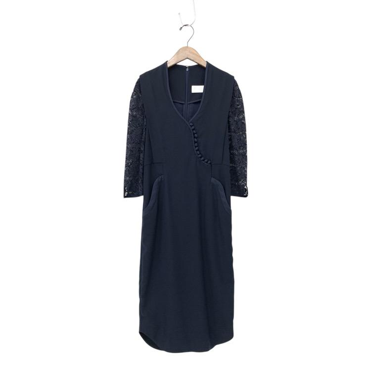Mame Kurogouchi マメ クロゴウチ Lace Sleeve Dress レーススリーブ ワンピース ネイビー 2 MM16AW-DR075 : 7yorku&7yorku ...