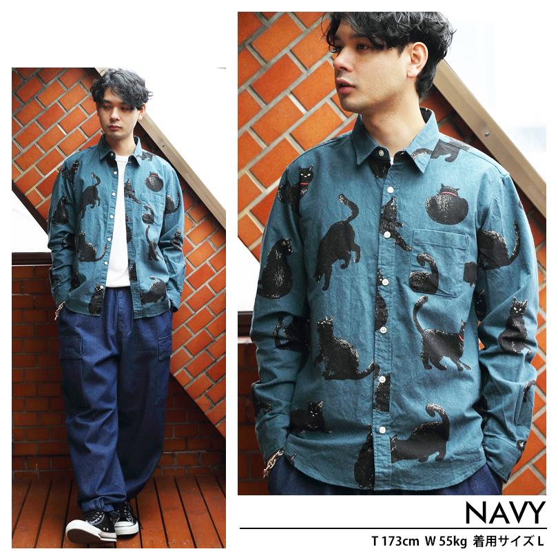 シャツ メンズ 黒猫 国産 総柄 ビッグシルエット : hs09 : 8(eight) - 通販 - Yahoo!ショッピング