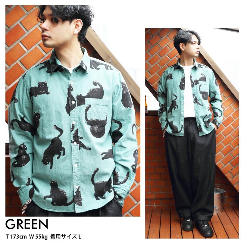 シャツ メンズ 黒猫 国産 総柄 ビッグシルエット : hs09 : 8(eight) - 通販 - Yahoo!ショッピング