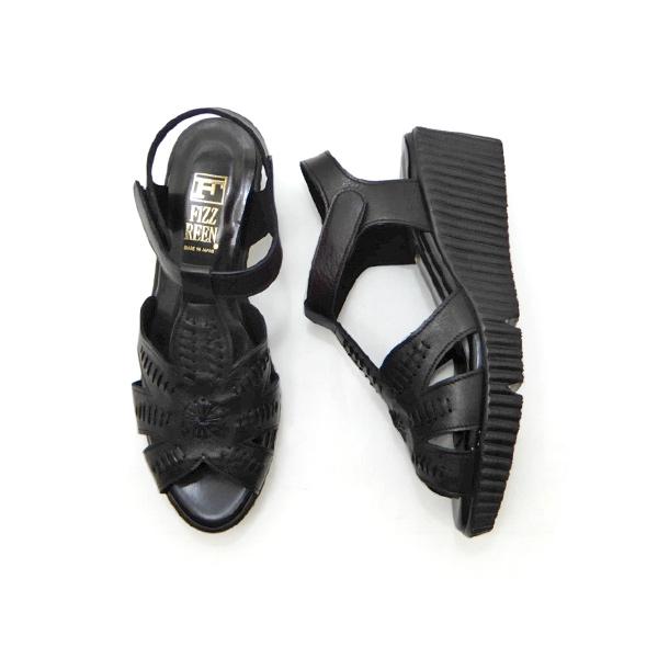 FIZZ REEN サンダル レディース 黒 幅広 3E 本革 ストラップ フィズリーン 646 ブラック オープントゥ 履きやすい 歩きやすい 日本製 夏 送料無料 : くつ屋エムオーシー ...