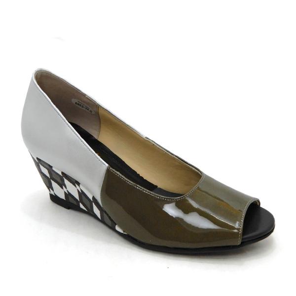 FIZZ REEN パンプス オープントゥ ウエッジソール デザイン エナメル コンビ フィズリーン 6883 履きやすい 歩きやすい 日本製 送料無料 : くつ屋エムオーシー - 通販 ...