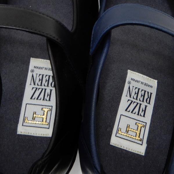 FIZZ REEN ストラップシューズ 本革 日本製 幅広4E フィズリーン 8146 ネイビー・クロ 軽量 ウエッジヒール 日本製 履きやすい 歩きやすい 秋冬 送料無料 ...