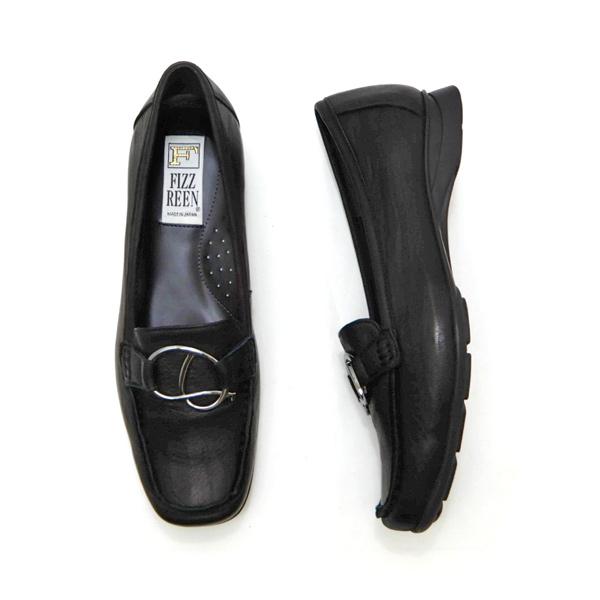 FIZZ REEN パンプス 黒 ローヒール 本革 幅広 3E フィズリーン 9801 ブラック スクエアトゥ ローファー フラット 日本製 送料無料 : くつ屋エムオーシー - 通販 ...