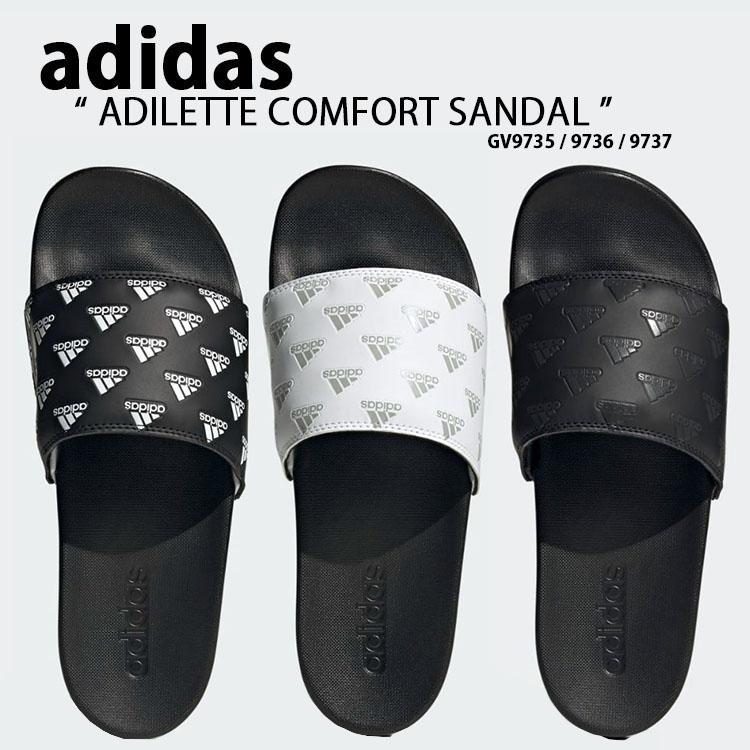 adidas アディダス サンダル スリッパ ADILETTE COMFORT GV973 アディレッタ BLACK WHITE CARBON ...