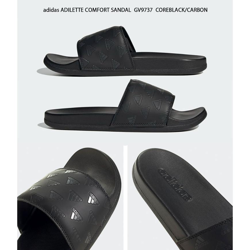 adidas アディダス サンダル スリッパ ADILETTE COMFORT GV973 アディレッタ BLACK WHITE CARBON ...