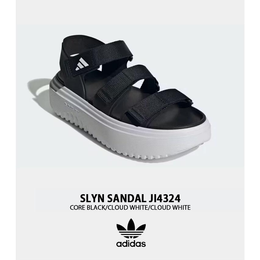 adidas アディダス サンダル スポーツサンダル SLYNサンダル BLACK WHITE JI4324 サイズ調整 厚底サンダル ...