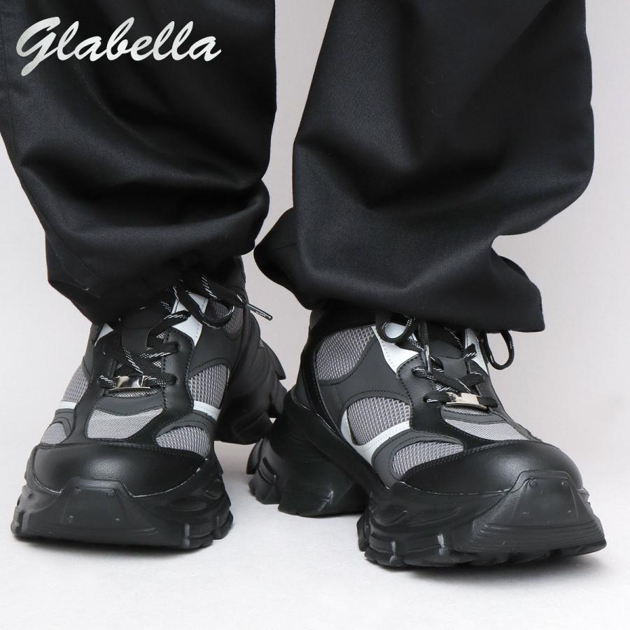 glabella（グラベラ） 在庫限り50%OFFクーポン スニーカー メンズ 厚底 ダッドスニーカー 黒 ブラック カジュアル モード ...