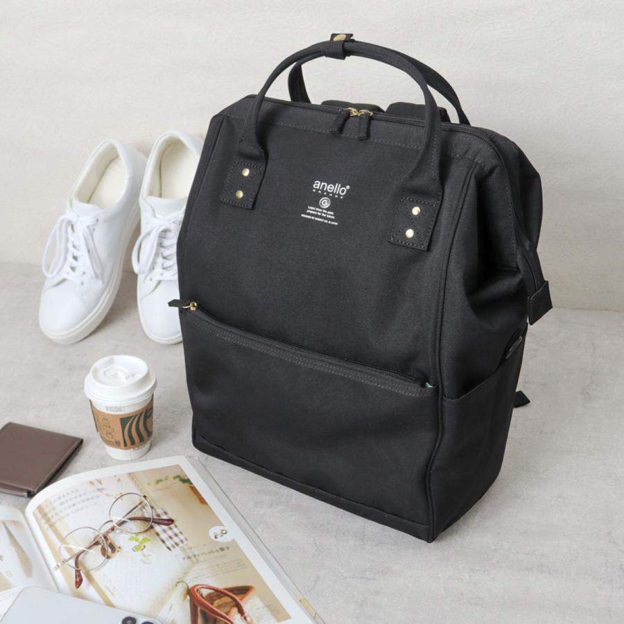 アネログランデ リュック リュックサック レディース がま口 大容量 A4 B4 撥水 2WAY トート バッグ 軽量 黒 anello GRANDE : lfc-164 : A.M.S ...