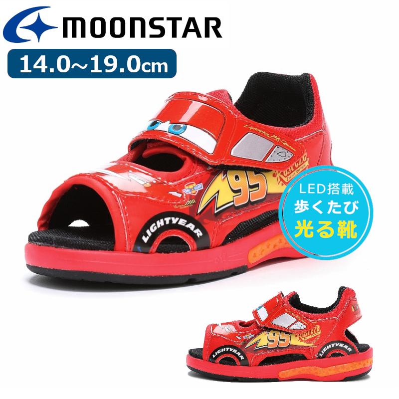 MOONSTAR ムーンスター LED ライト搭載の 光る靴 ディズニー Disney DN C1334キッズ ジュニア 子供用 サンダル カーズ マジックテープ :dn-c1334:A ...