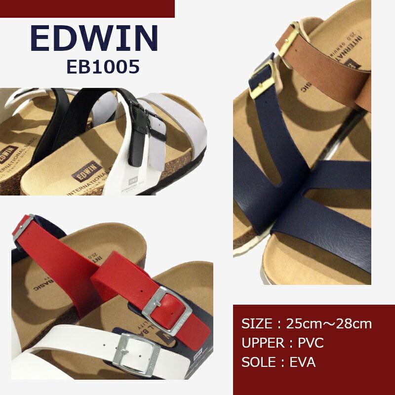 EDWIN エドウィン EB-1005ブラック ダークブラウン ネイビー トリコロール メンズ 紳士サンダル :eb1005:A-MART Yahoo!店 - 通販 - Yahoo!ショッピング