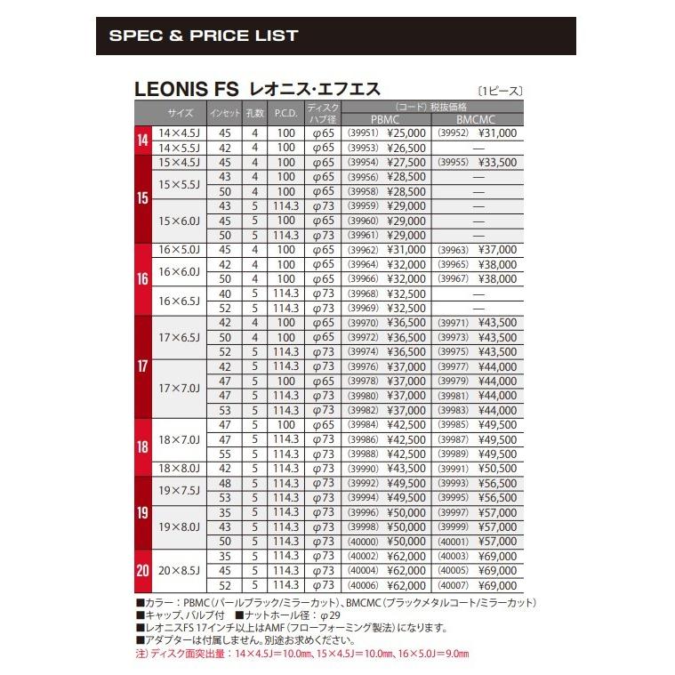 4本購入で特典付 WEDS ウェッズ 0039999 アルミホイール1本 LEONIS FS レオニス エフエス 19インチ 8.0 +43 5穴 114.3 BMCMC :0039999 ...