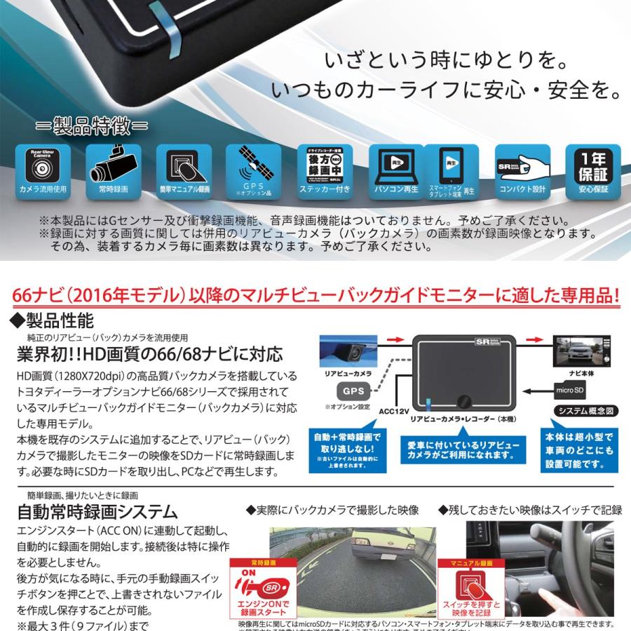 SR-SD04 リアビューカメラレコーダー トヨタ マルチビュー バックガイドモニター専用品 バックカメラをドライブレコーダーに!{SR-SD04[9171]} : アットマックス@ - 通販 ...