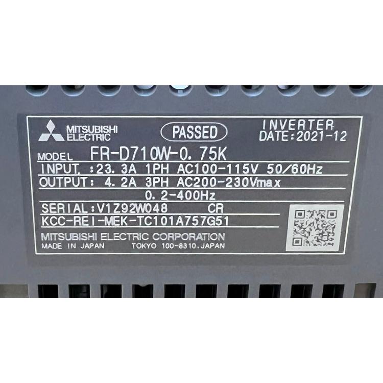 【未使用品】 三菱電機 汎用 インバータ FR-D710W-0.75K 単相100V 適用モーター容量0.75kW : 無限堂ヤフーショップ ...