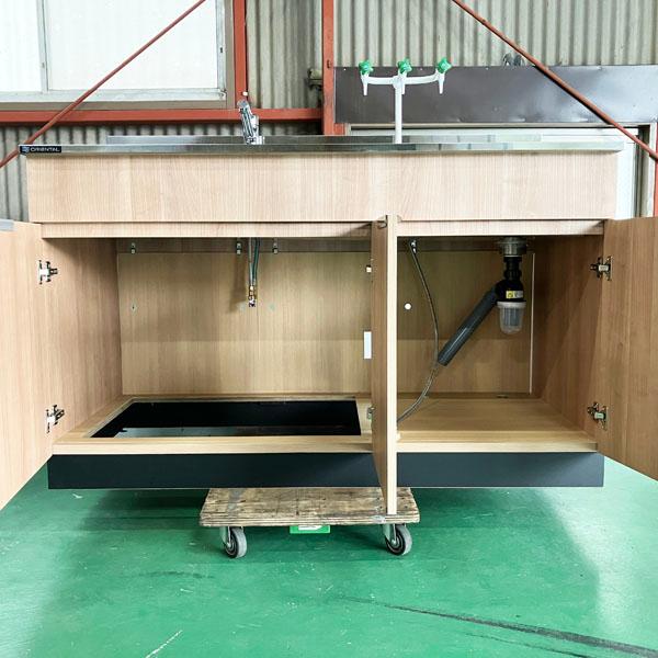 【引取限定・現状渡し】オリエンタル技研工業/ORIENTAL ステンレス流し台 LVFE-W1500S 3ツ口水栓 実験流し台 シンク ...