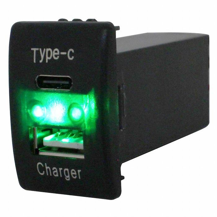 【送料220円】キャリイ DA63T H14.5〜H25.8 LED/グリーン USB Type-C タイプC ポート 充電 QC3.0 ...