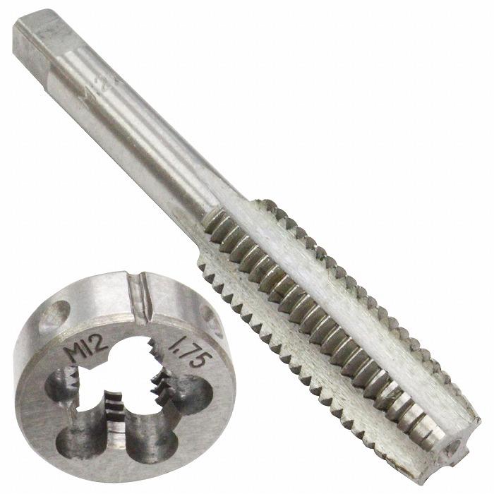 【M12×P1.75】タップダイス セット 目立て ネジ 山 修正 めねじ 再生 ねじ 穴 修復 補強 耐久性向上 雌ネジ 補修 工具 :tool-i-573-o-01-a:エーネクスト ...