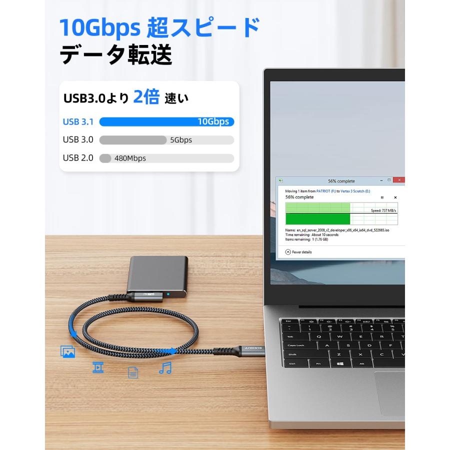 SUNGUY USB Type C ケーブル USB-A to USB-C 0.5M L字 USB3.1 Gen2 タイプC 10Gb : アールツー - 通販 - Yahoo!ショッピング