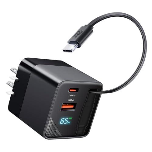 充電器 type-c 65W PD充電器「自動巻き取り式・PD3.0対応・LEDディスプレイ・折りたたみ式プラグ」3台同時充電 2USB-C&1 : アールツー - 通販 - Yahoo!ショッピング