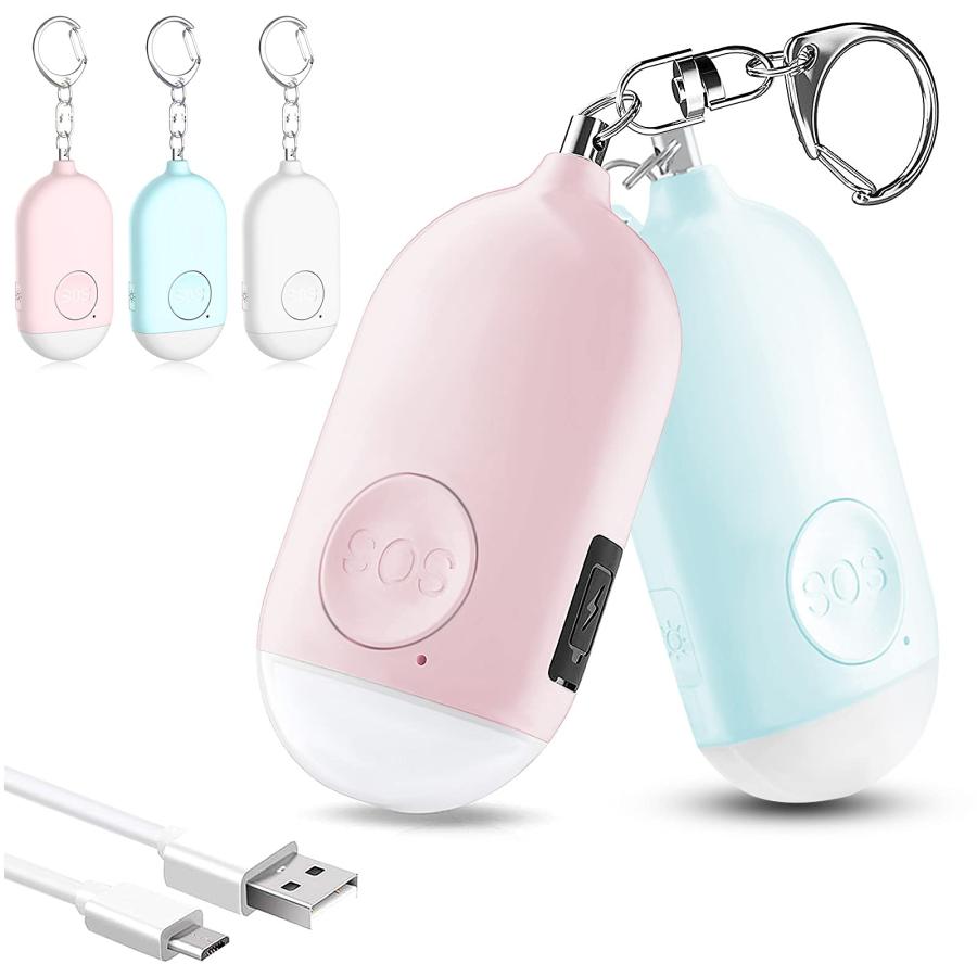 防犯ブザー2個セット ピンク＋ブルー LEDライト付き 防犯アラーム USB充電式 大音量130dB 防水 防犯 ブザー 小学生 女の子 男の子 : アールツー - 通販 - Yahoo!ショッピング