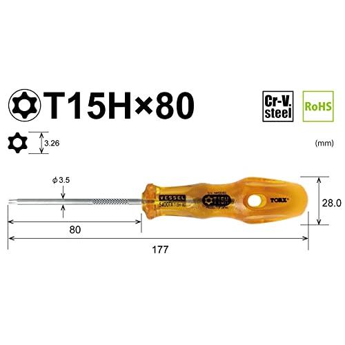 ベッセル(VESSEL) パワーグリップ トルクスドライバー いじり止め TORX T15H×80 5400TX : アールツー - 通販 ...