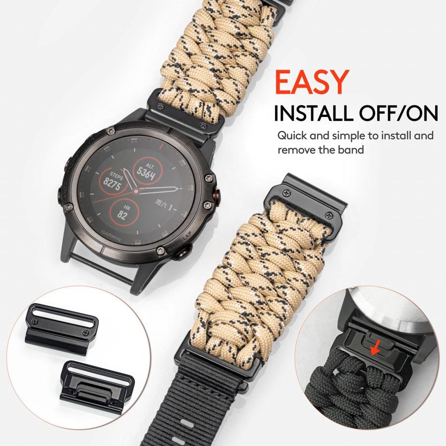 Torbollo ガーミンベルト パラコードガーミンバンド F?nix/Instinct/Approach/MARQ/Quatix/D2 ...